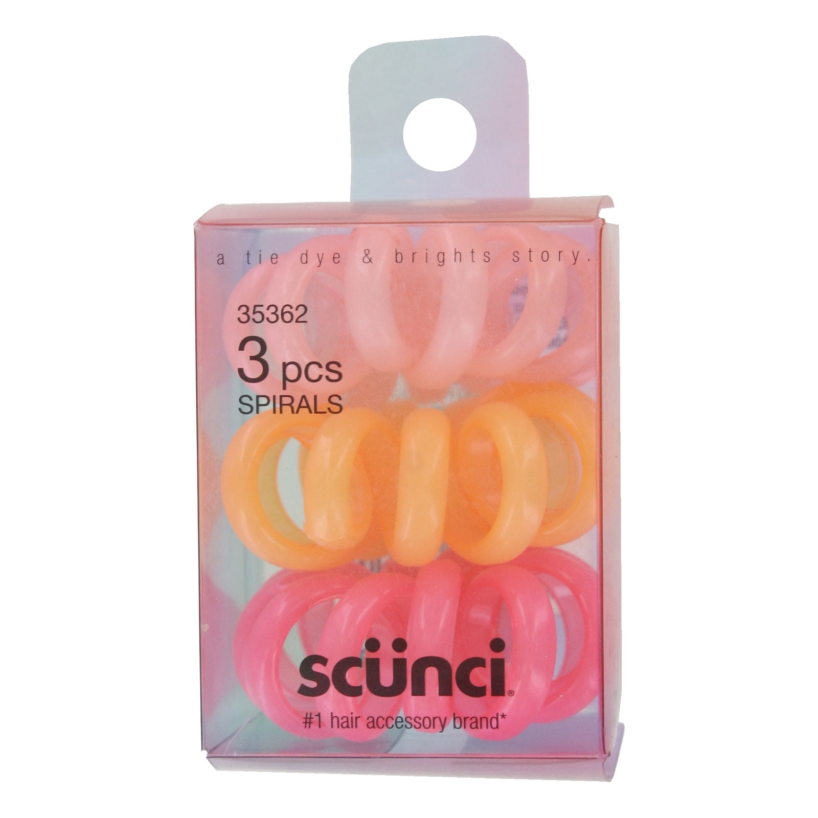 Scunci A Tie Dye & Brights Hair Spirals, Assorted Colors, 3-Pieces ...