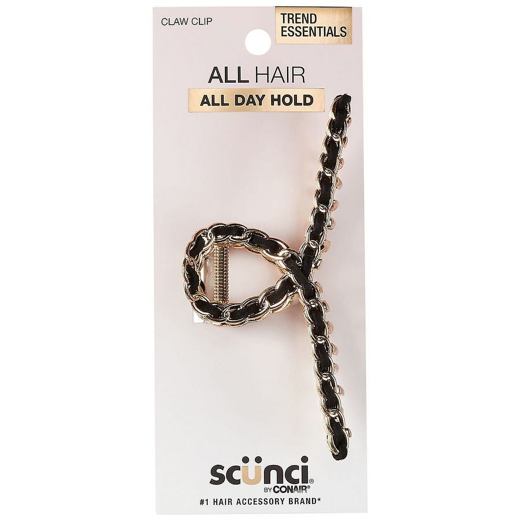 Scunci ALL Hair All Day Hold Faux Leather Metal Chain Loop Claw Clip, 1 ...