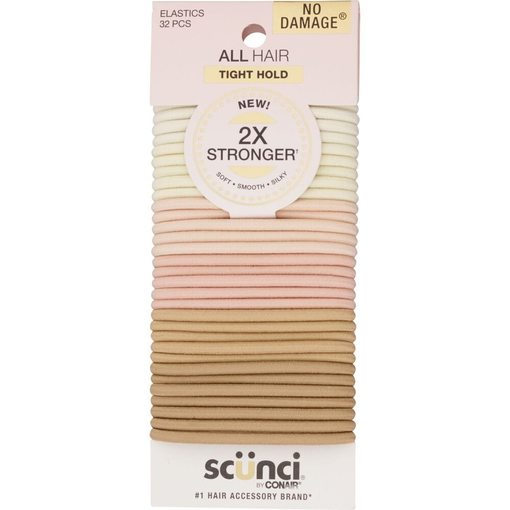 Scunci All Hair Tight Hold No Damage 2X Stronger Hair Elastics, Blonde ...