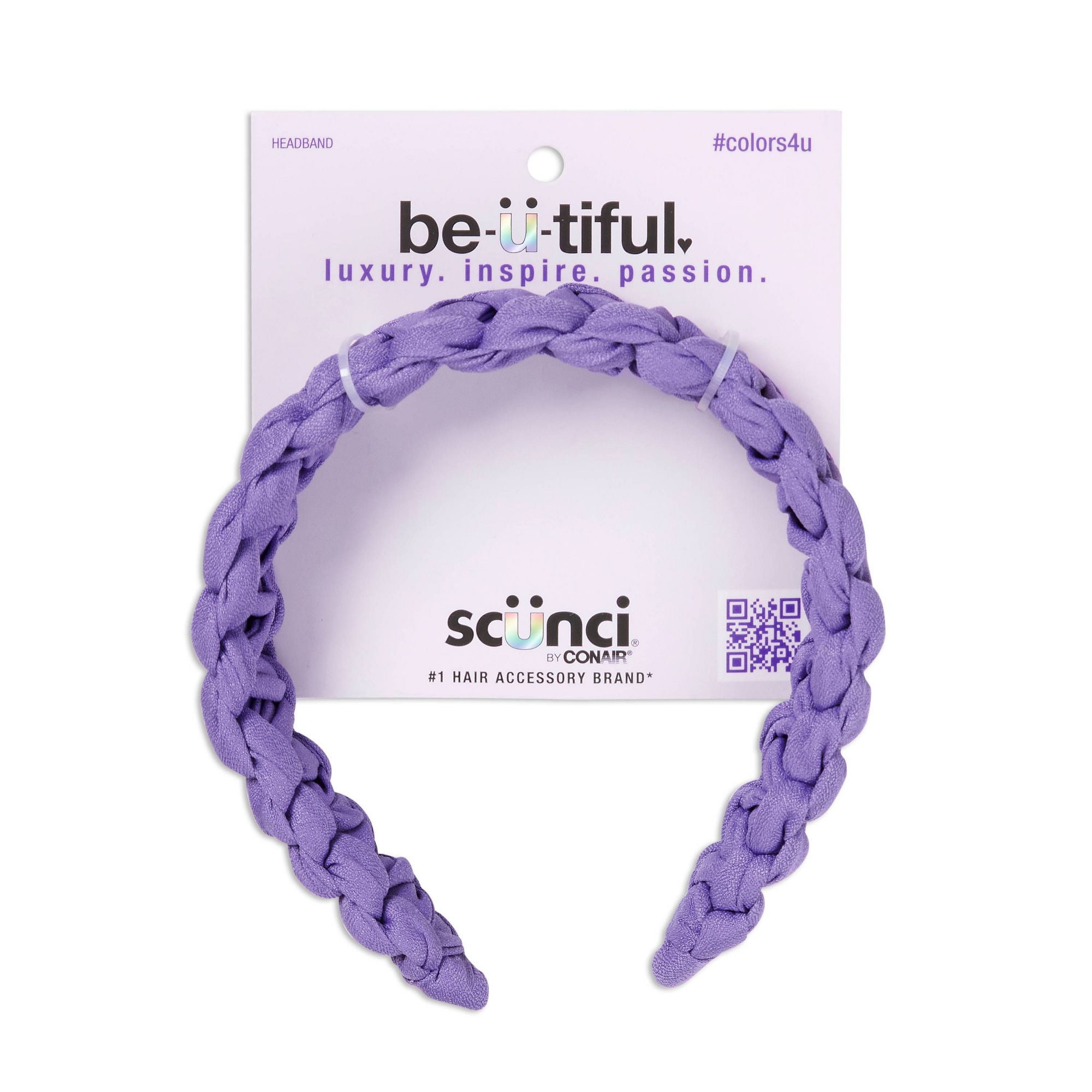 Scunci Be-u-Tiful Fabric Wrapped Laced Headband - Purple, 1-Piece ...