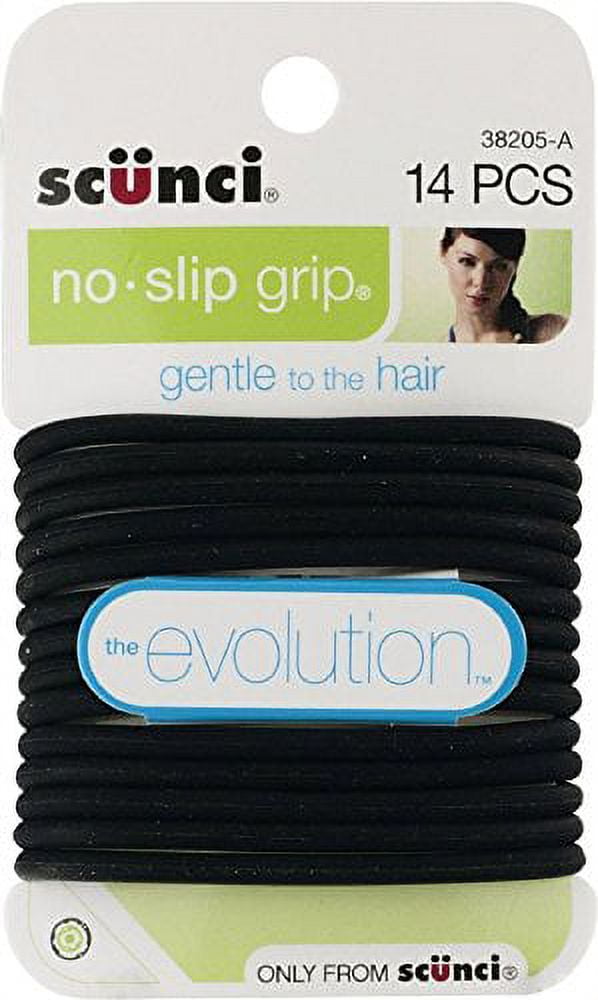 Scunci Black Gel Elastics, No Slip Grip, Strong Hold-Ponytail Holders ...