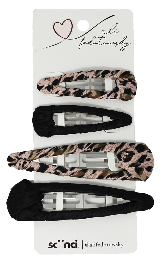 Scunci Black & Pink Fabric Snap Clips, 4 pcs - Walmart.com