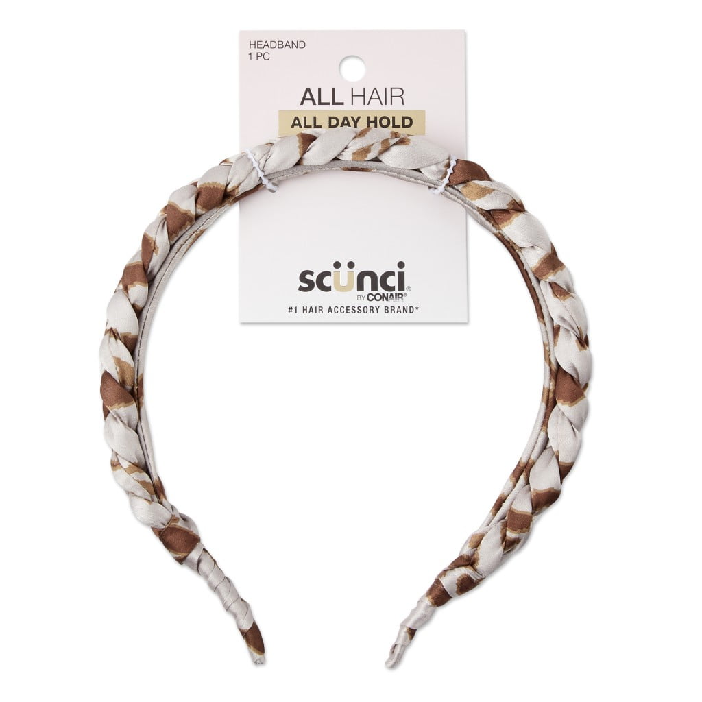 Scunci Braided Fashion Headband, White and Brown - Walmart.com