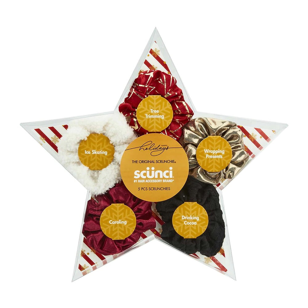 Scunci Christmas Star Scrunchie Box, Assorted Colors, 5-Pieces ...