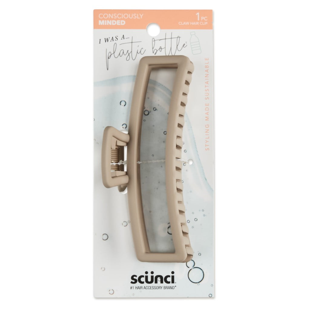 Scunci Consciously Minded Open Rectangle Claw Clip, Beige - Walmart.com