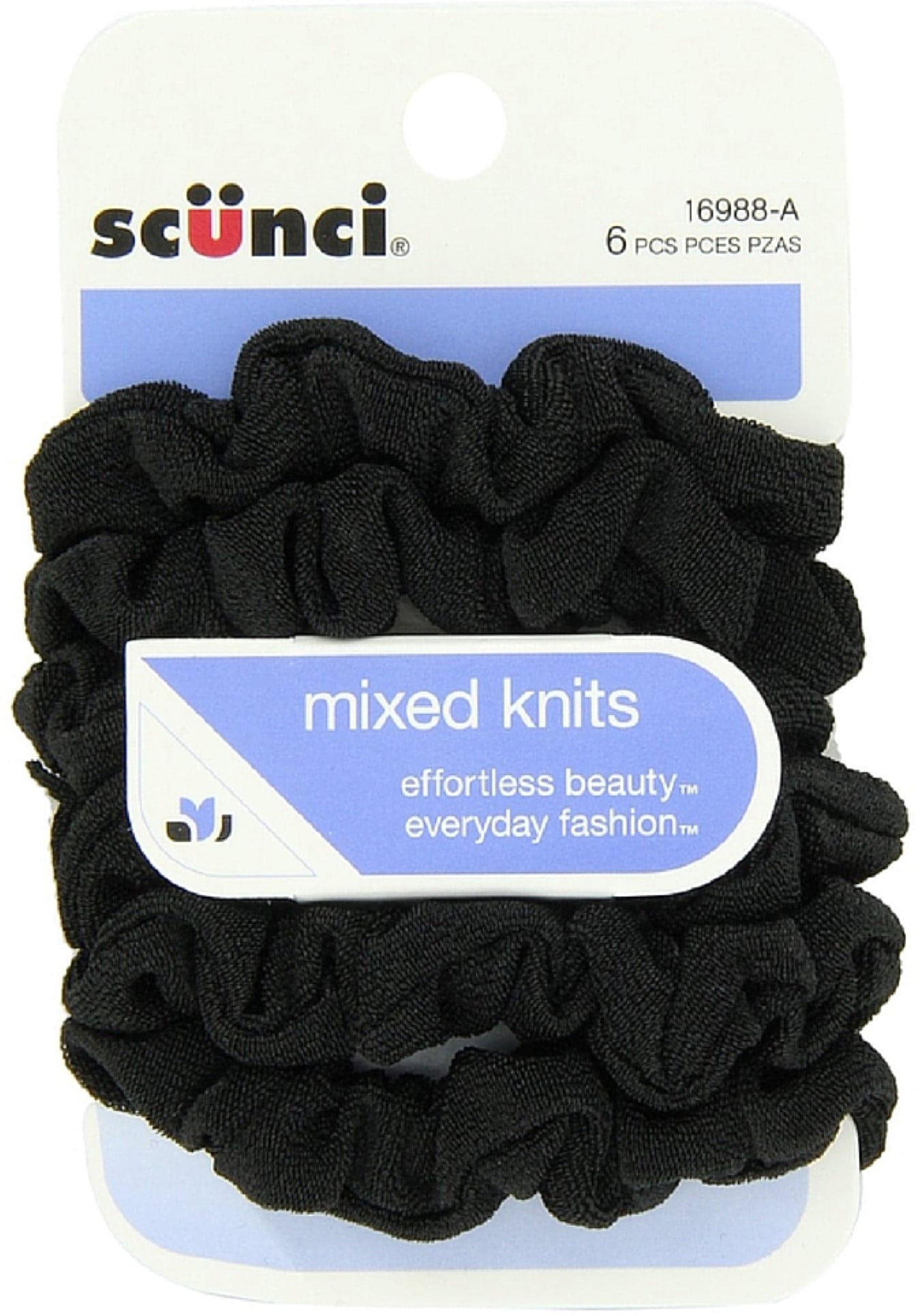 Scunci Effortless Beauty Mini Slinky Black Twisters 6 ea (Pack of 3 ...