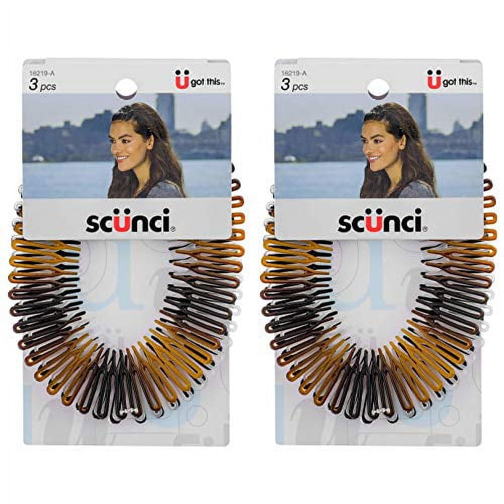 scunci Stretch Hair Combs, Tortoise, White, Black, 3 Colors, 2 Packs ...