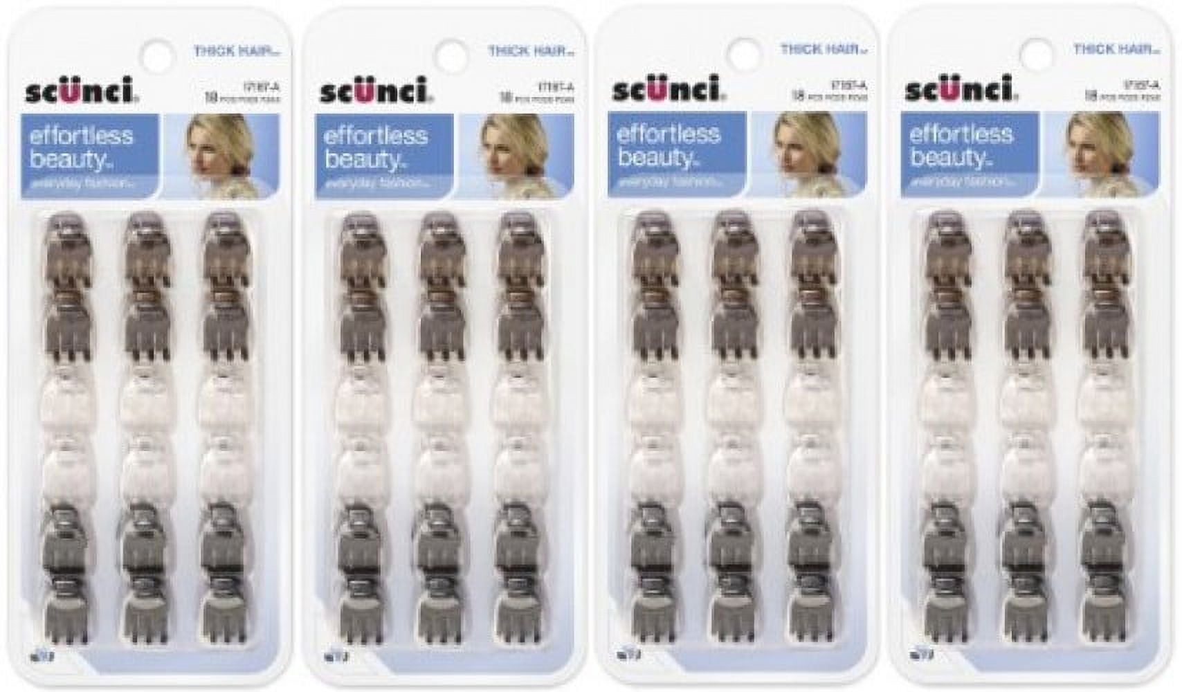 Scunci Effortless Beauty Thick Hair Mini Jaw Clips, 1 cm, 18-Count ...