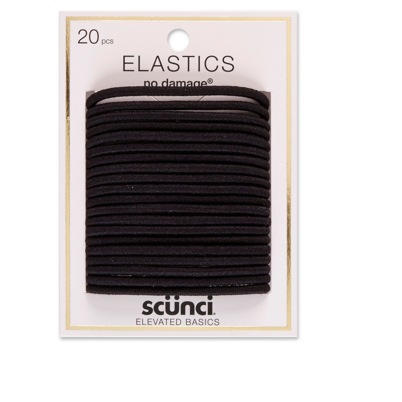 Scunci Elevated Basics No-Damage 4mm Hair Elastics, Black, 20-Pieces ...