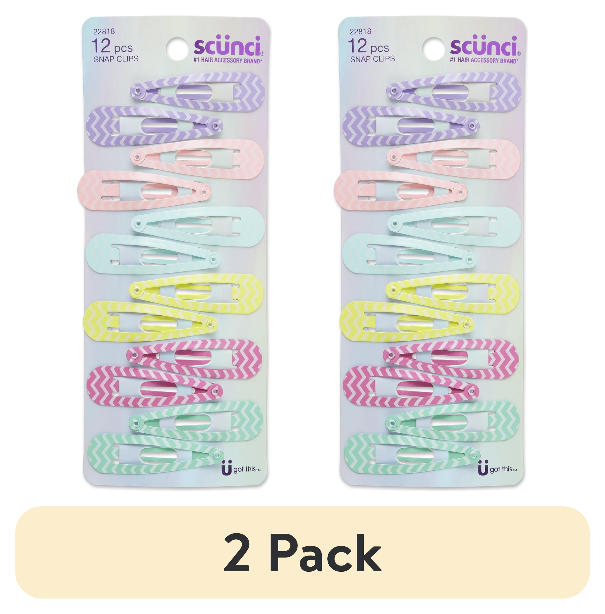 (2 pack) Scunci Girl Metal Snap Clip Hair Barrettes, Pastel Colors, 12 ...