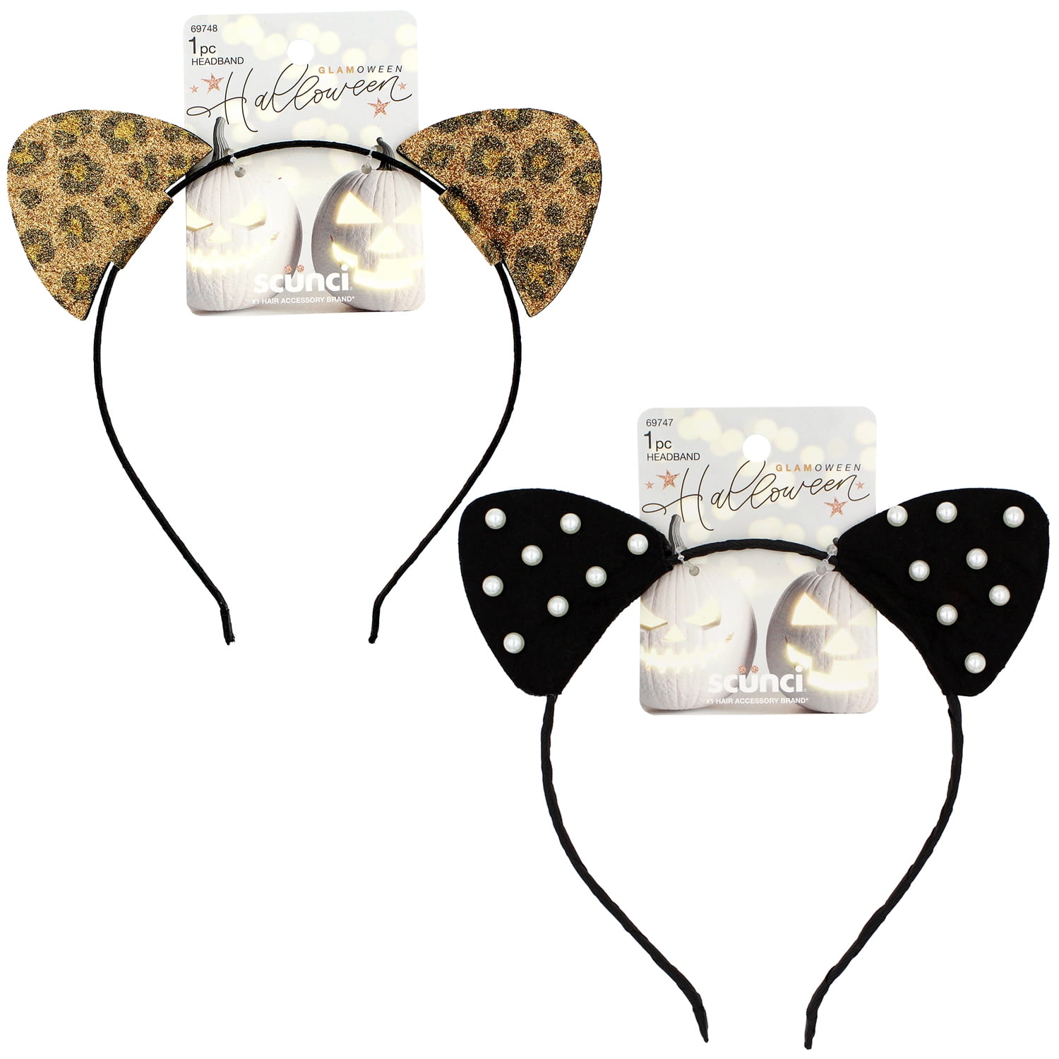 Scunci Glamoween Halloween Pearl and Leopard Print Ears Headbands ...