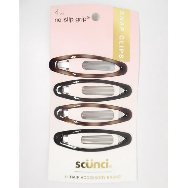Scunci No Damage & No Slip Grip Large Snap Hair Clips - Tortoise/Black ...