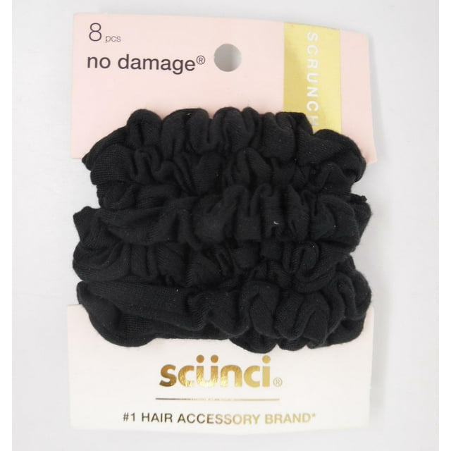 Scunci Elastic Small Scrunchies for Fine Thin Hair, No Damage, Black ...