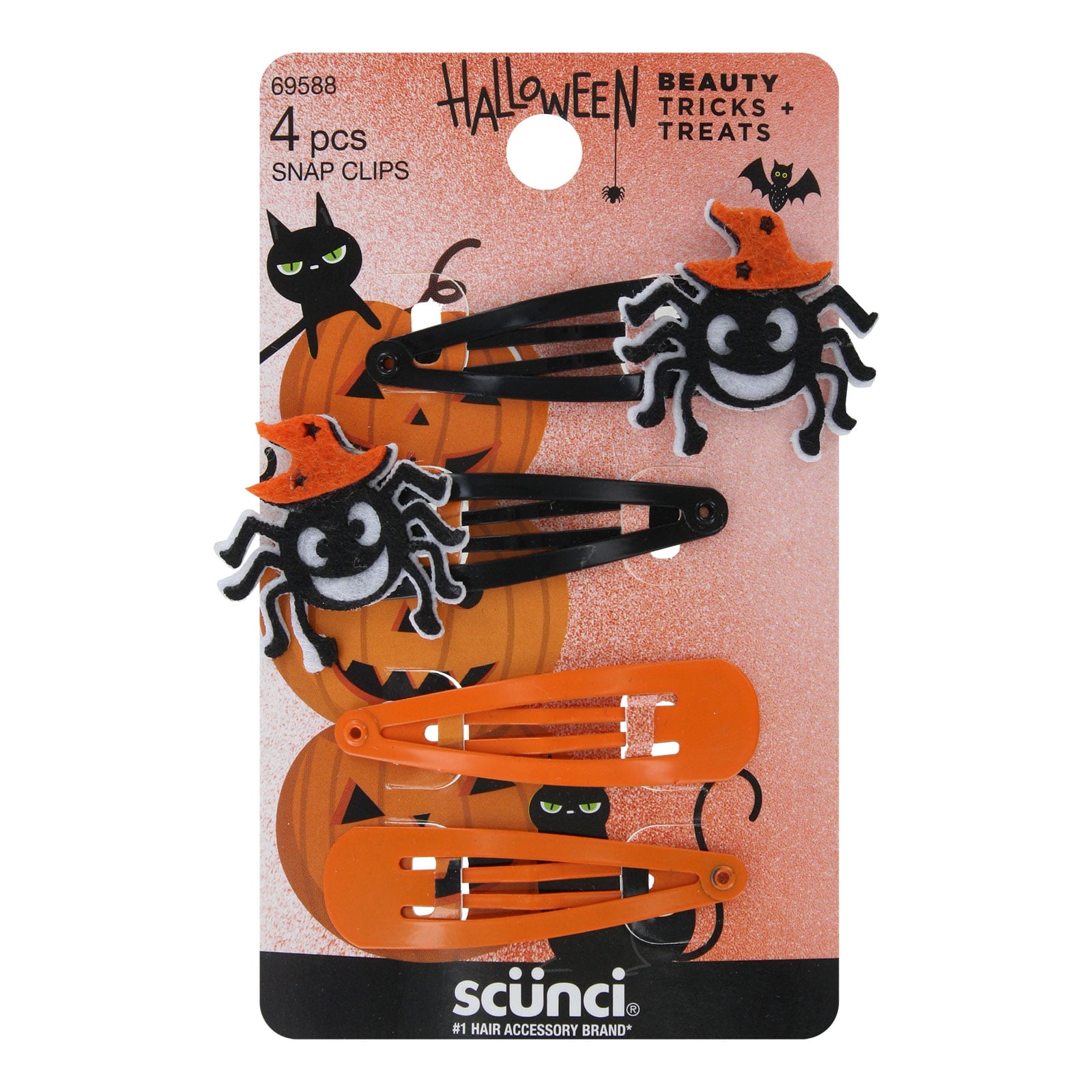 Scunci Halloween Beauty Tricks + Treats Hair Snap Clips, Assorted ...