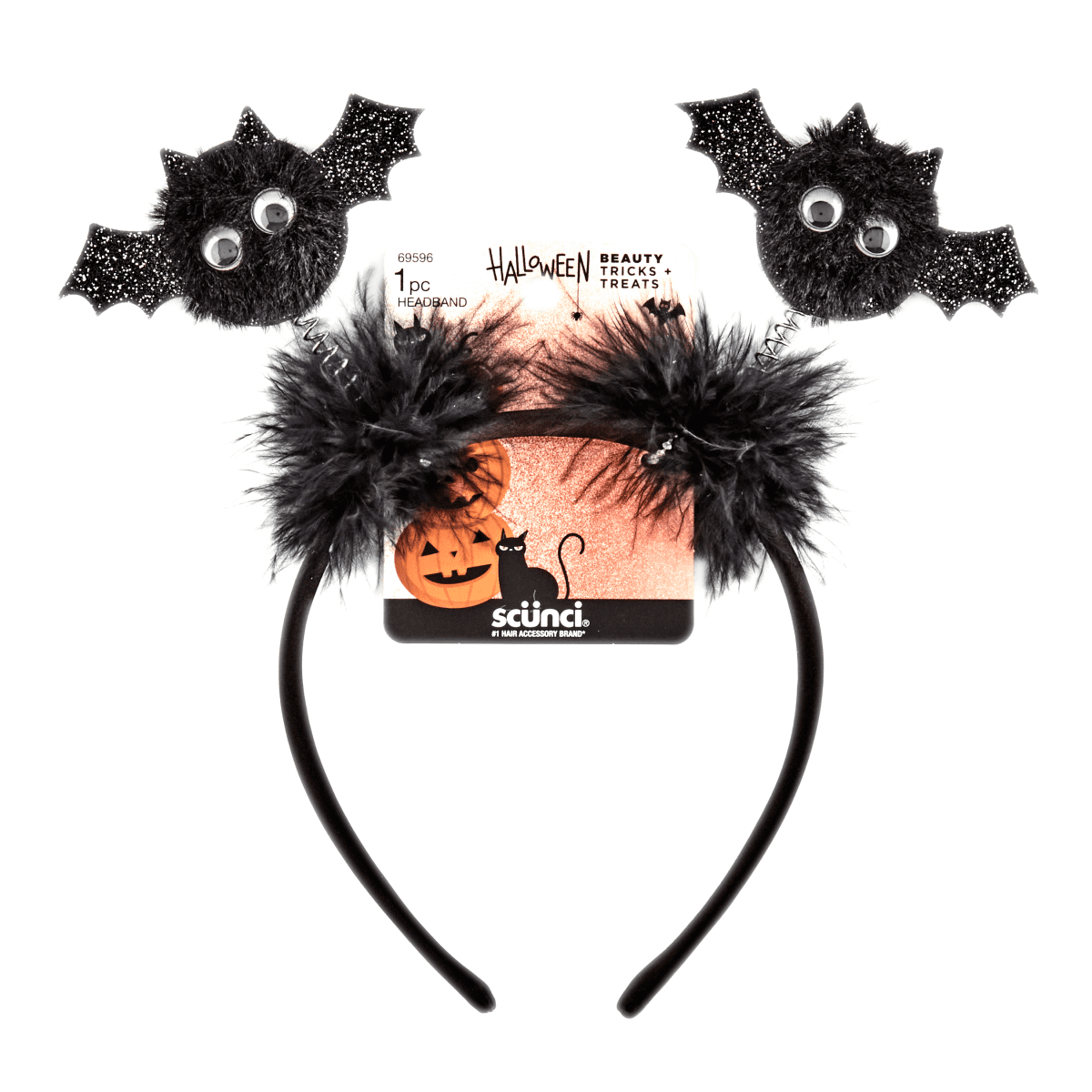 Scunci Halloween Fuzzy Bat Headband, Black, 1-Piece - Walmart.com