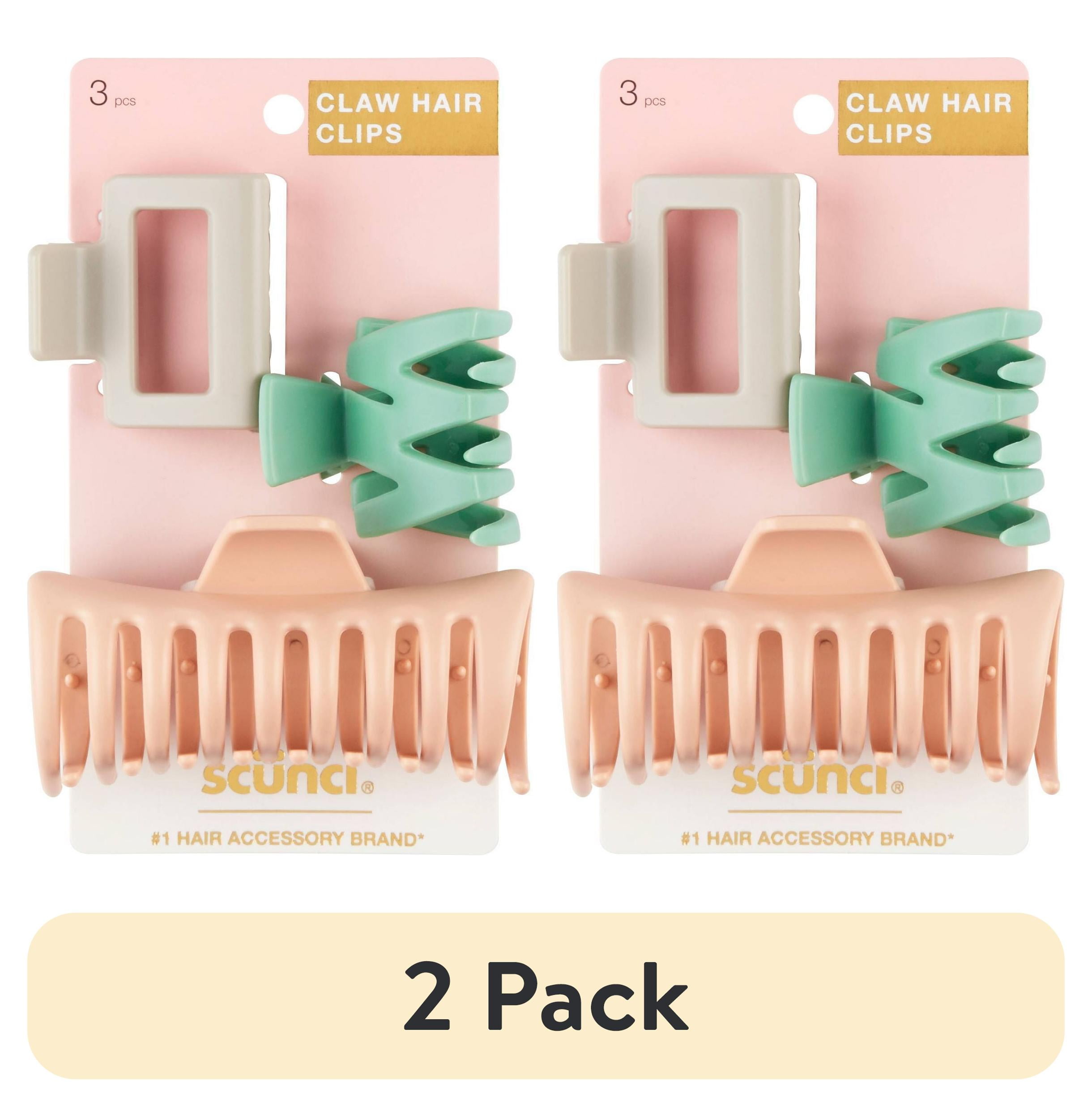 (2 pack) Scunci Jaw Hair Clips, Assorted Colors and Sizes, 3-Pieces ...