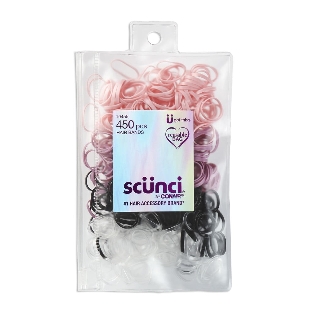 Scunci Elastic Polyband Ponytail Hair Ties, Multicolor, 450 Count ...
