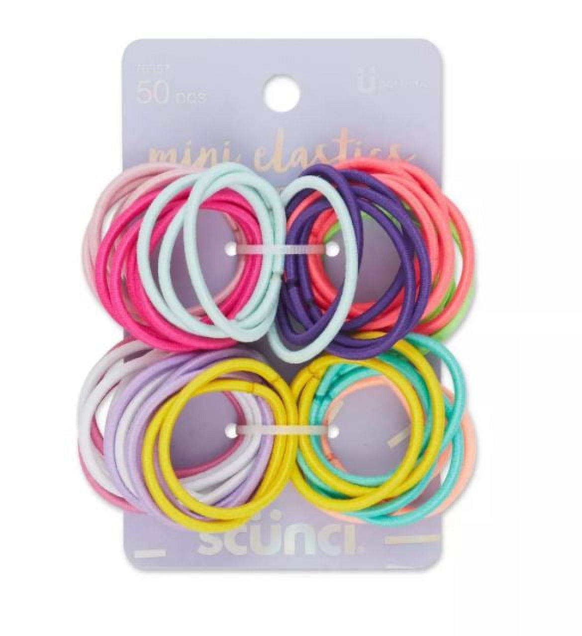 scunci Kids Mini Elastic Hair Ties, 50 Pieces, Assorted Pastel Brights ...