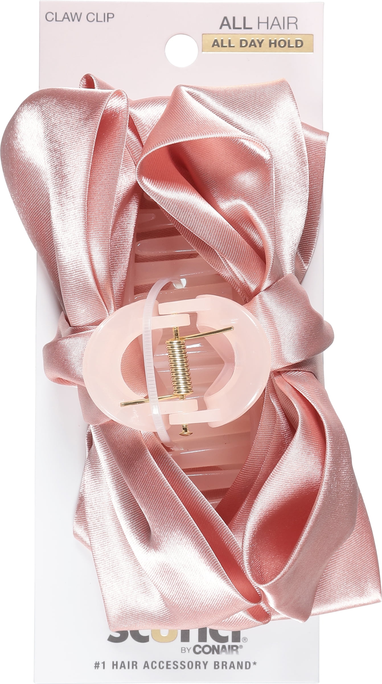 Scunci Large Satin Bow Claw Clip, Pink, 1 Count - Walmart.com