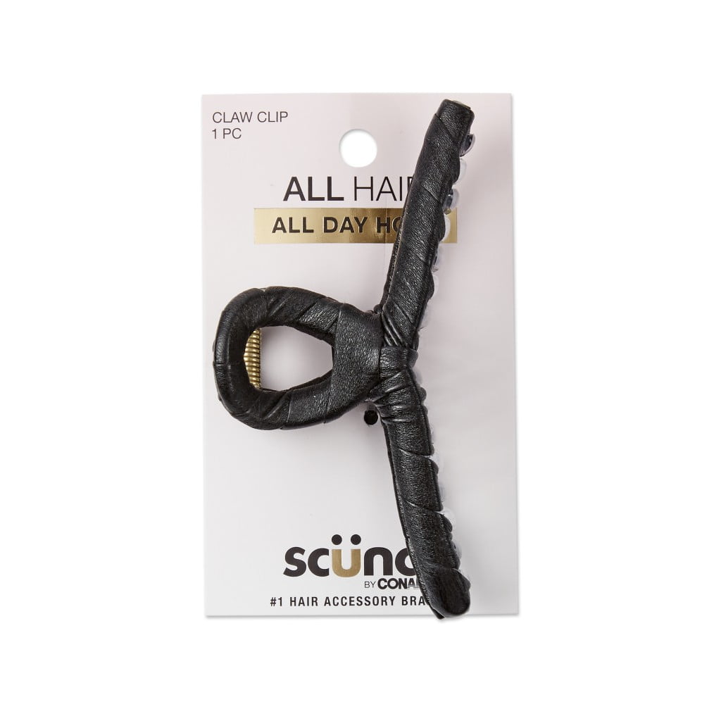 Scunci Leather Wrapped Loop Claw Clip, Black - Walmart.com