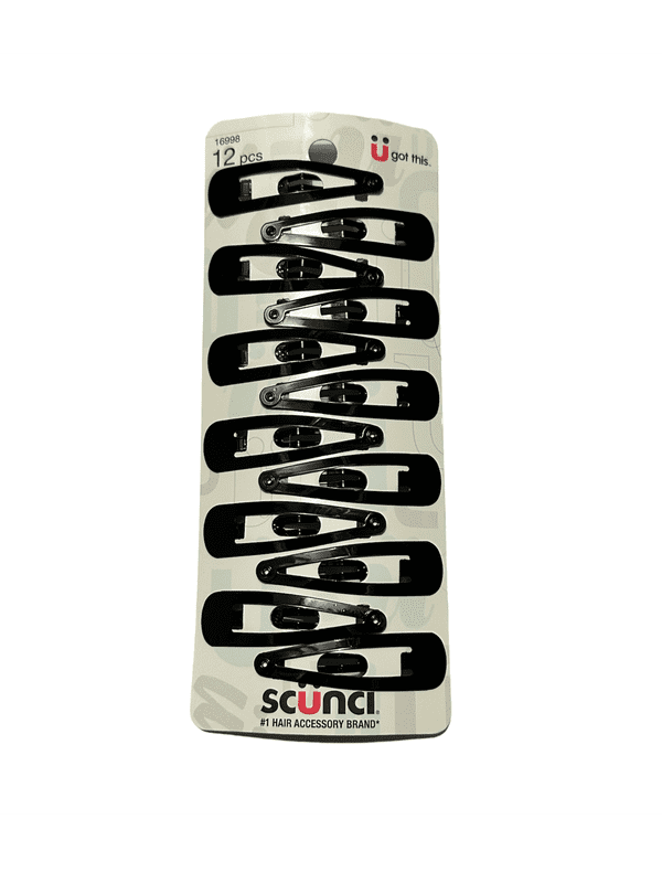 Scunci Metal Open Center Snap Clips, Black, 2" 12 count pack of 4 total ...