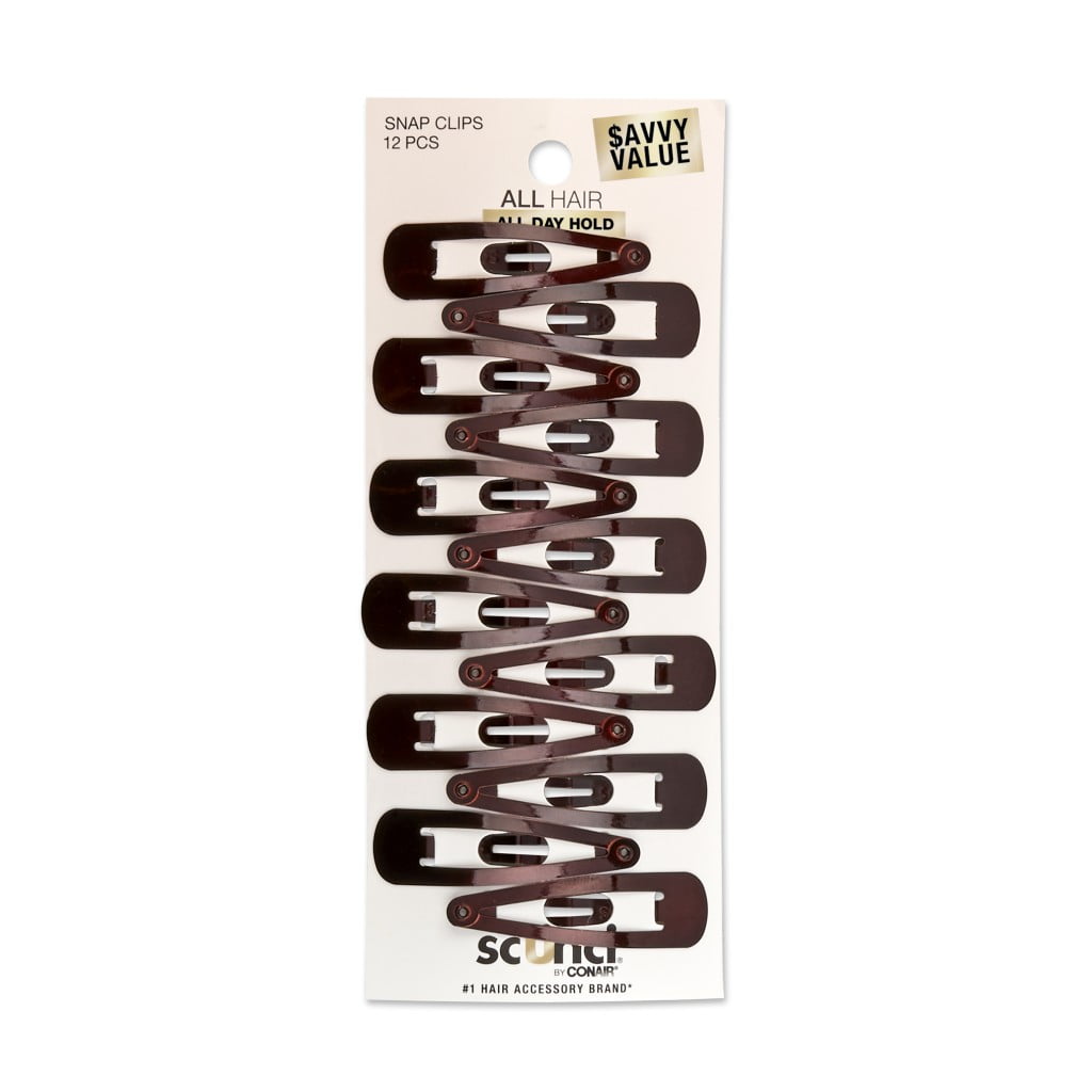 scunci Metal Snap Hair Clips Brown 12 Pack Secure Tress Hold ...