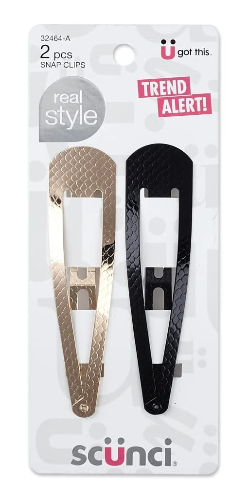 Scunci Metal Textured Snap Clip - 2 ct - Walmart.com
