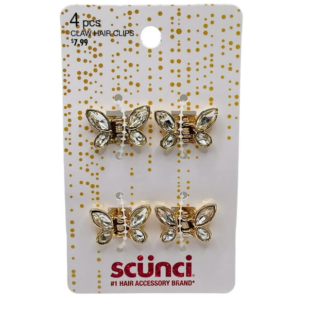 Scunci Mini Butterfly Jaw Clip, 4-Pieces Each 1” Wide 1/2” Long Gold ...