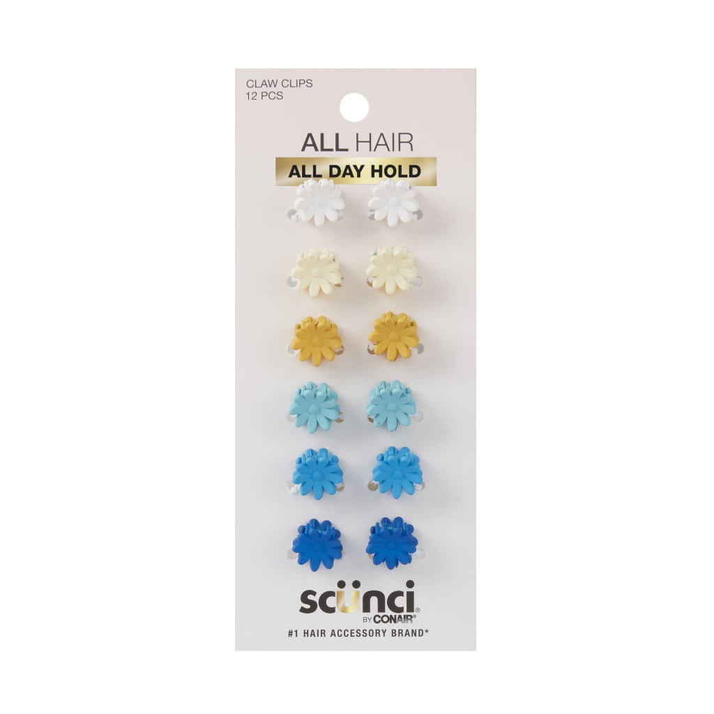 Scunci Mini Flower Claw Clips, Assorted Colors, 12 Count - Walmart.com