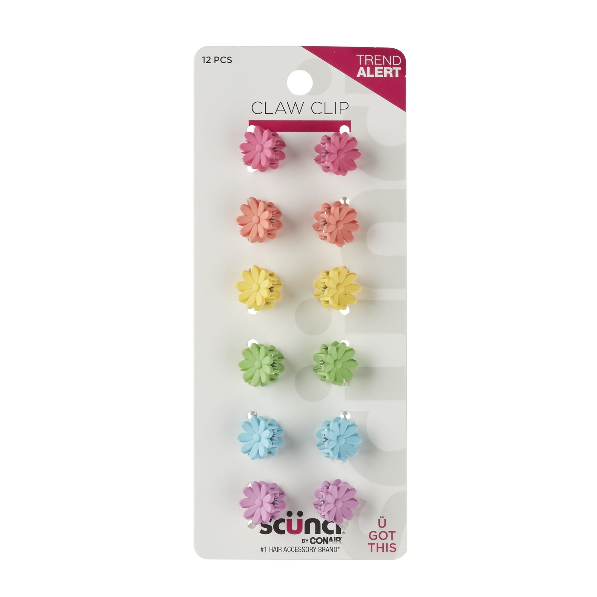 Scunci Mini Flower Claw Clips, Multi-Color, 12 Ct - Walmart.com