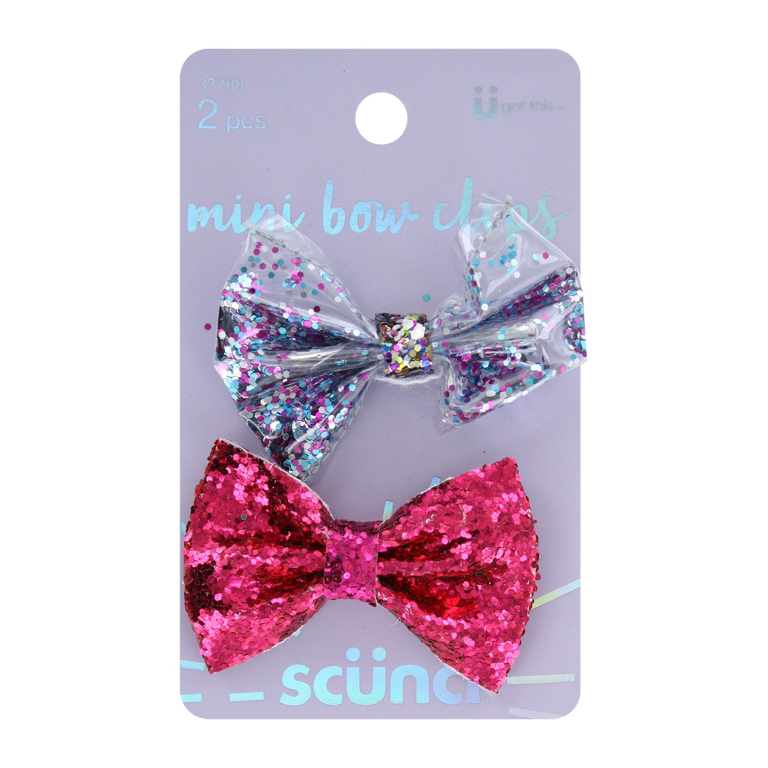Scunci Mini Glitter Salon Tween Bow Clips, Assorted Colors, 2-Count ...
