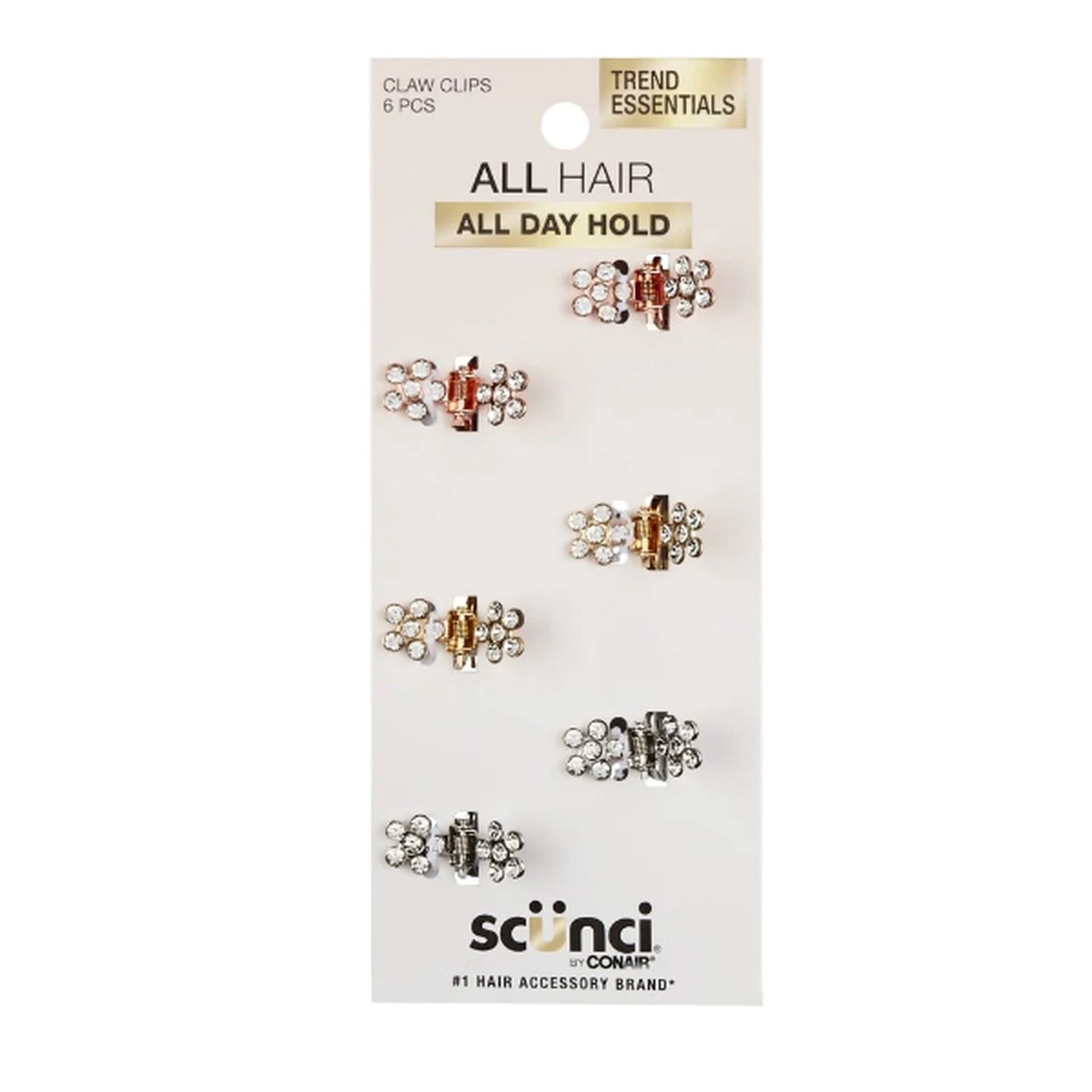 Scunci Mini Rhinestone Claw Clip, Multicolor, 6 Count - Walmart.com