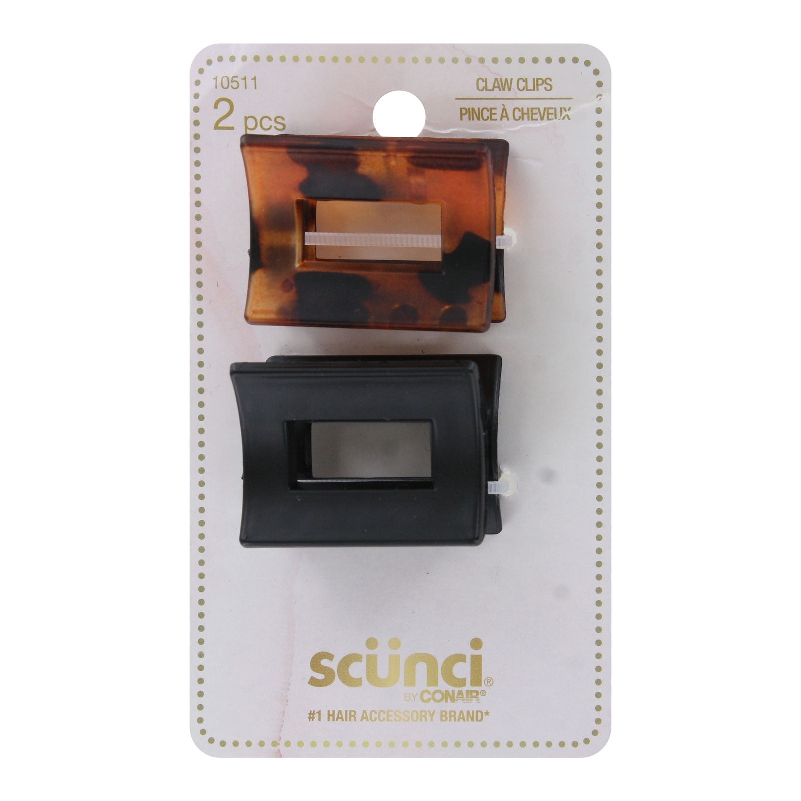 Scunci Modern Claw Hair Clips, Tortoiseshell & Black, 2-Pieces ...