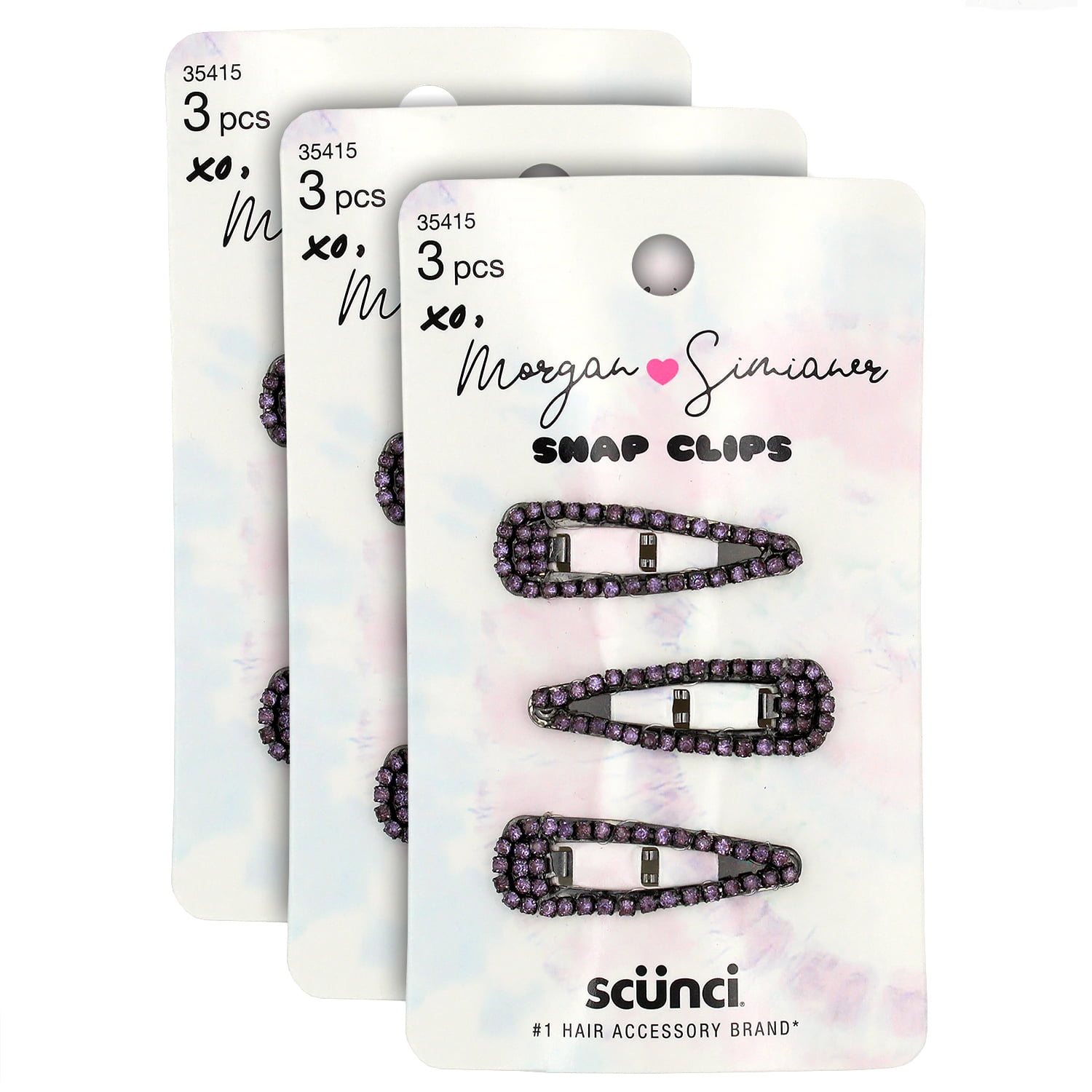 Scunci Morgan Simianer Xo Small Rhinestone Snap Clips - 9 Count Total ...