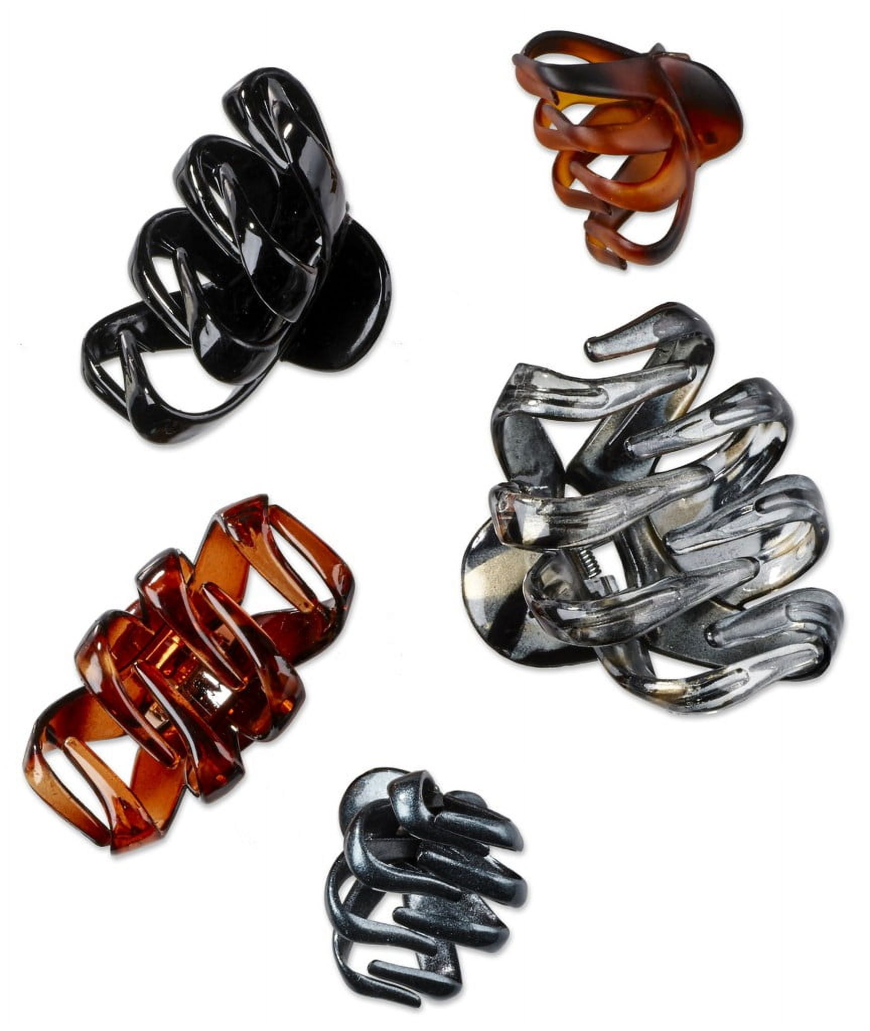 Scunci Multi-Size Claw Clips in Black, Tortoise Shell, Grey Plastic ...