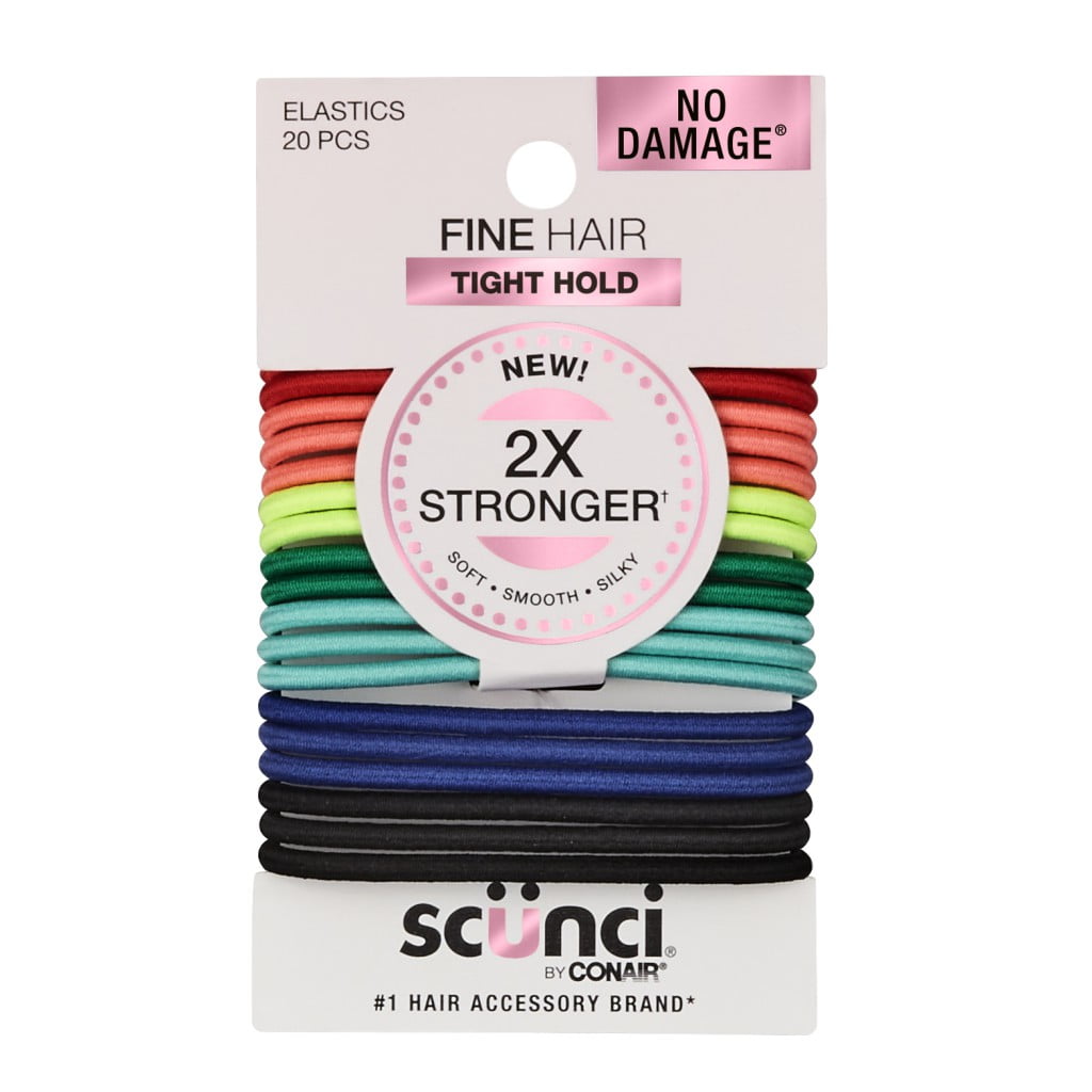 Scunci No Damage 2x Stronger Hold Ponytail Holder Hair Ties for Fine ...