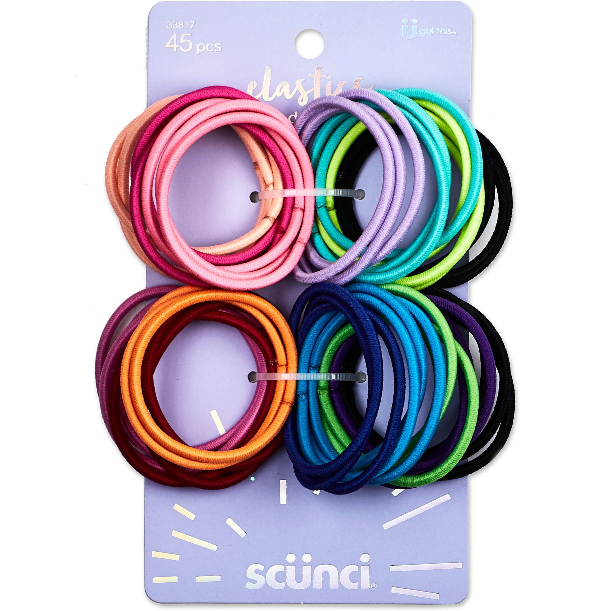 Scunci No Damage Elastic Hair Ties, Assorted Colors, 45-Pieces ...
