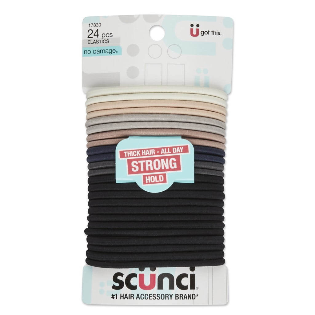 Scunci No Damage Elastics Thick Hair, Assorted Colors, 24 Count ...