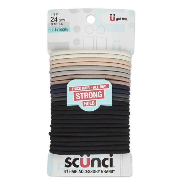 Scunci No Damage Elastics Thick Hair, Assorted Colors, 24 Count ...