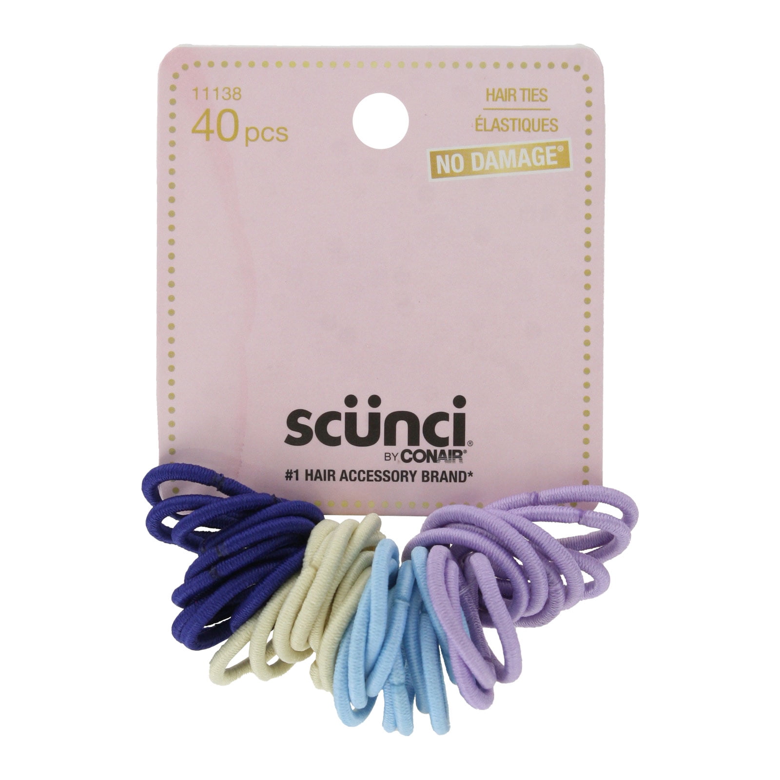 Scunci No Damage Mini Hair Ties, Soft Stretch Hair Elastics, Assorted ...