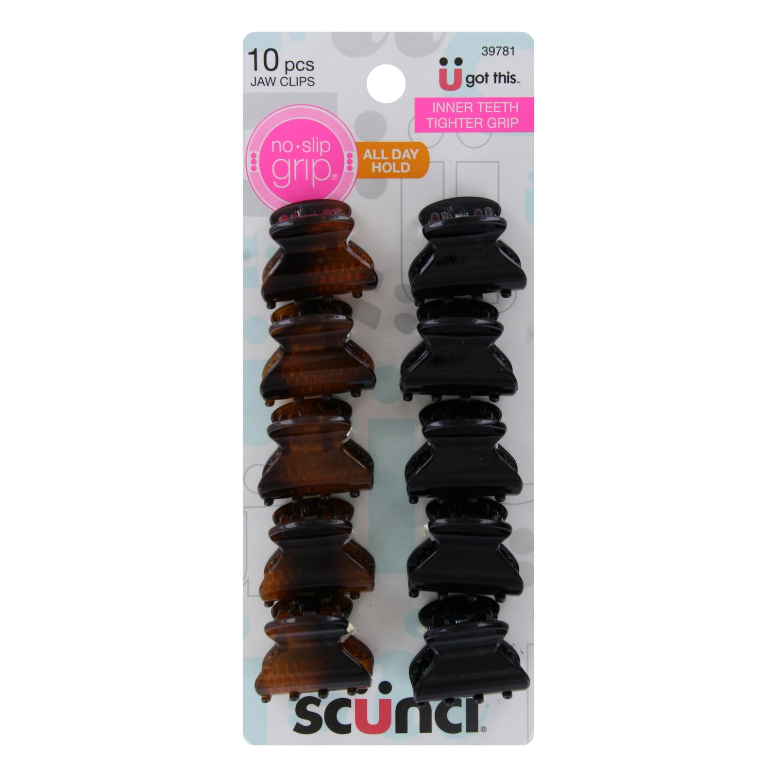 scunci Hair Jaw Clips, Assorted Colors, Durable Plastic, Inner Teeth ...