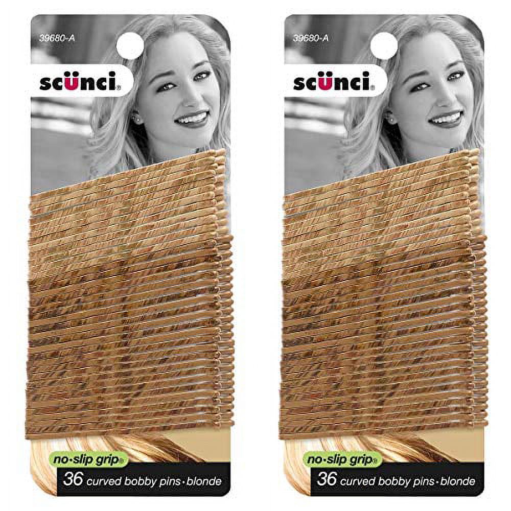Scunci No-Slip Grip Blonde Curved Bobby Pins 2.75", 36-Pieces per Pack ...