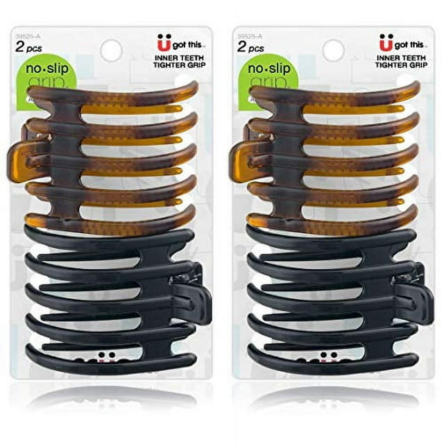 Scunci No-Slip Grip Inner Teeth Tighter Grip Hair Clip, 2-Count per ...