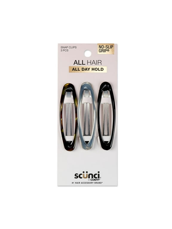Scunci Cute Mini Metal Open-Center Snap Clip Barrettes, All Day Hold ...