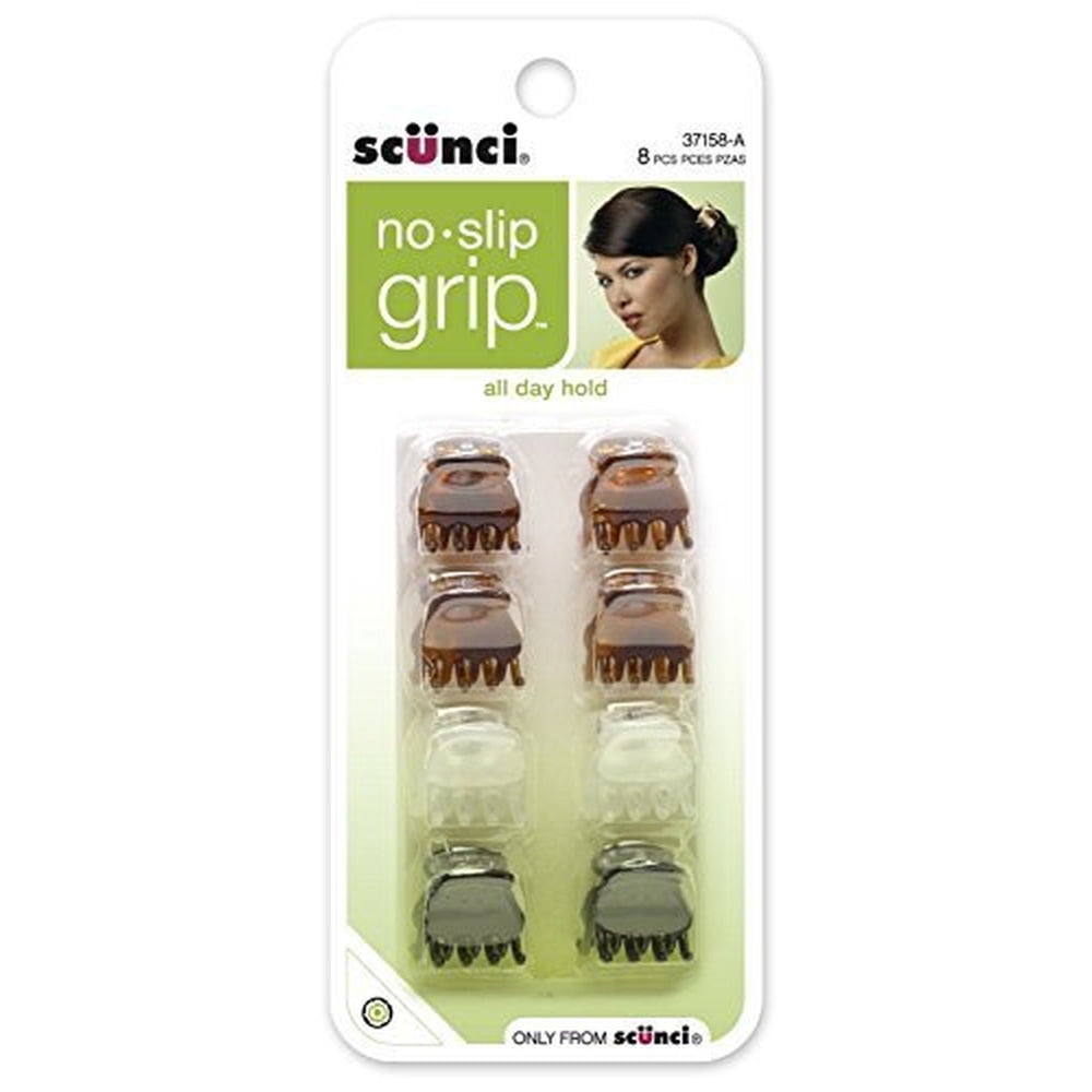 Scunci No-slip Grip Mini Oval Top Jaw Clips, 8 Count (Pack of 3 ...