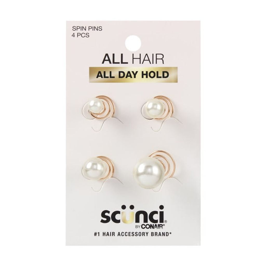 Scunci Pearl Spin Pins, White, 4 Count - Walmart.com