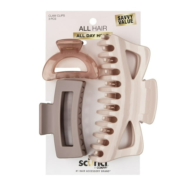Scunci Plastic Claw Clips, Multicolor, 3 Count - Walmart.com