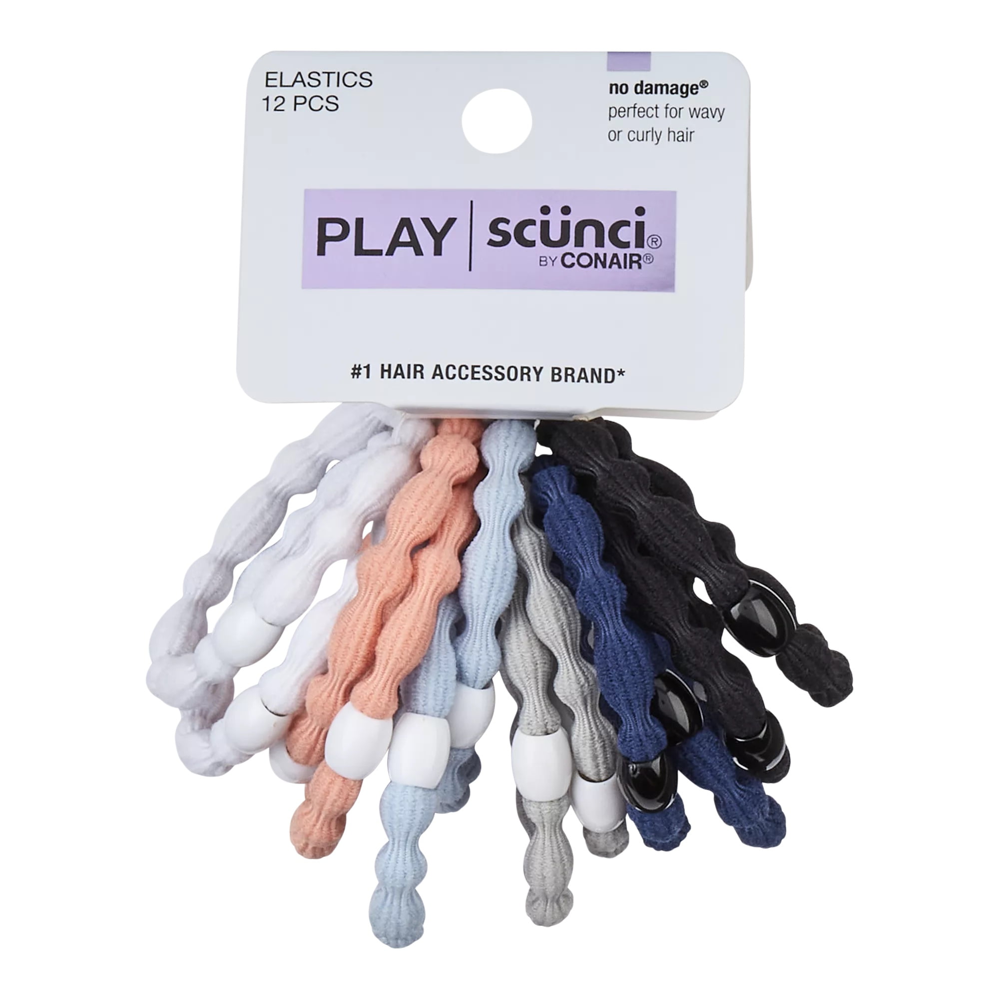 Scunci Play No Damage Play Beaded Elastics, Assorted Colors, 12-Count ...