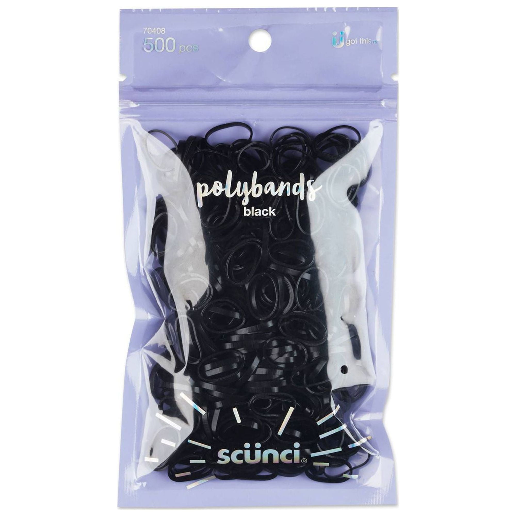 Scunci Polyband Hair Ties in Resealable Pouch, Black, 500-Pieces ...