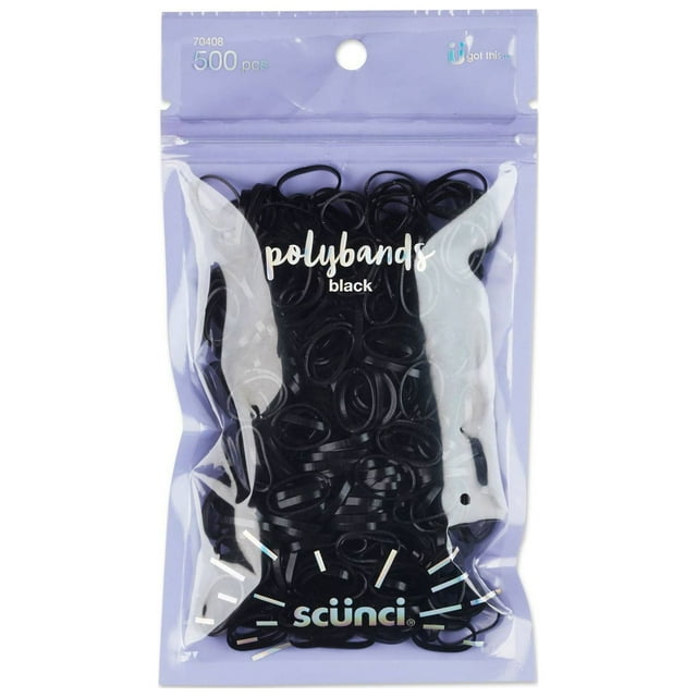 Scunci Polyband Hair Ties in Resealable Pouch, Black, 500-Pieces ...